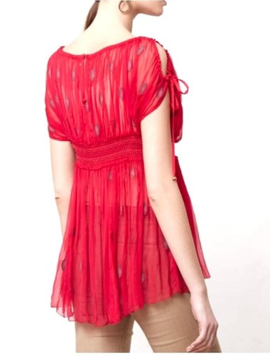 FLOREAT ANTHROPOLOGIE ~ Rayon Smocked ALLEPPEY BLOUSE RASPBERRY ~ sz 10 ~ PRETTY | eBay