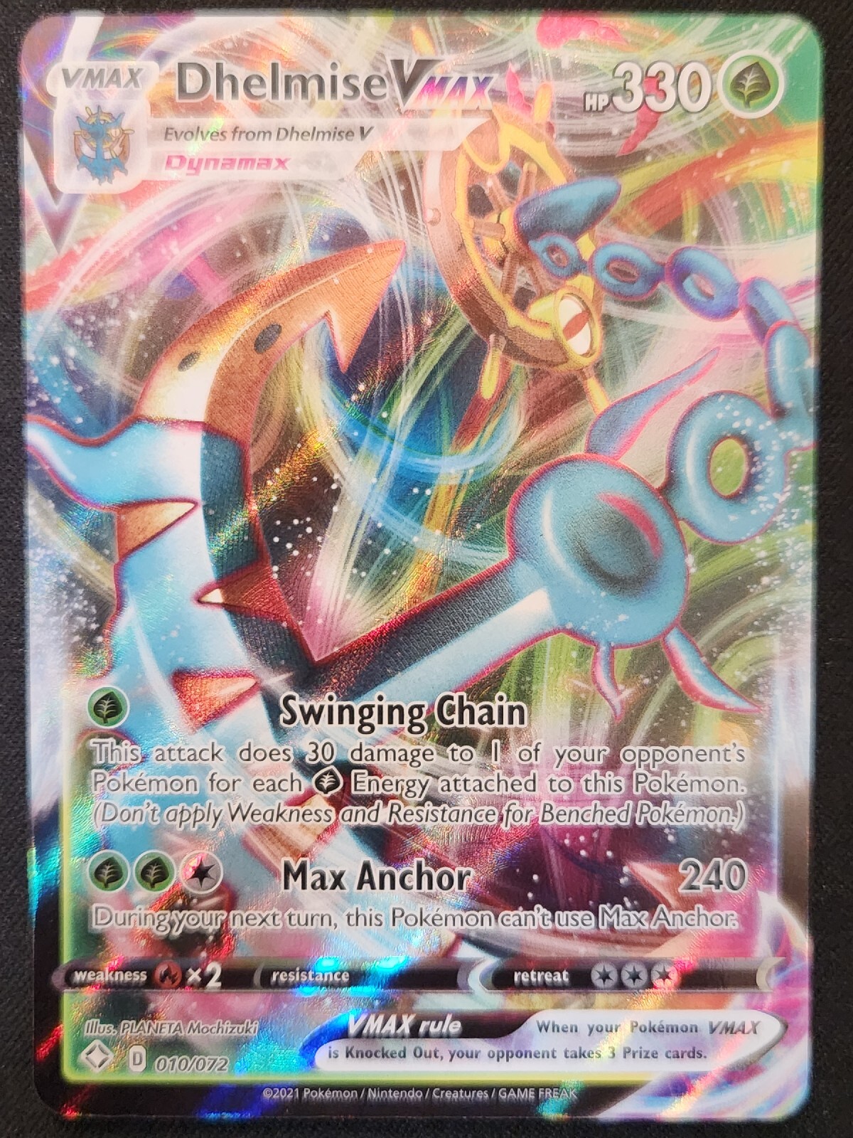 Dhelmise VMAX 010/072 Shining Fates Full Art Ultra Rare Holo Pokémon ...