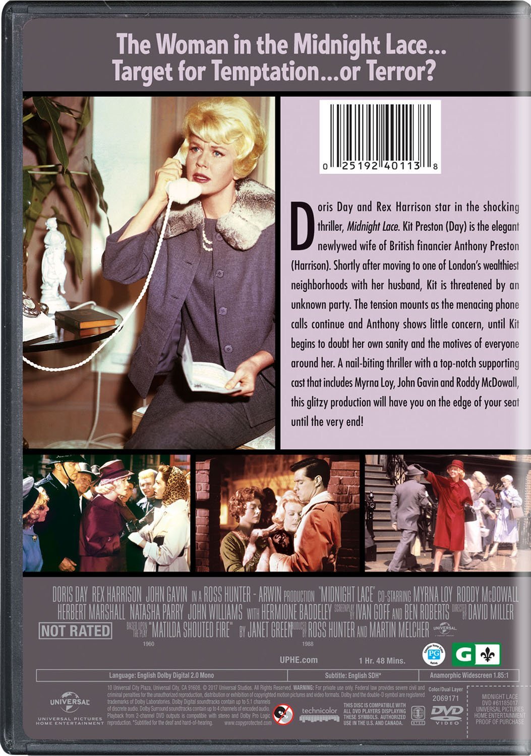 Midnight Lace (DVD) Doris Day Rex Harrison John Gavin Myrna Loy Roddy ...