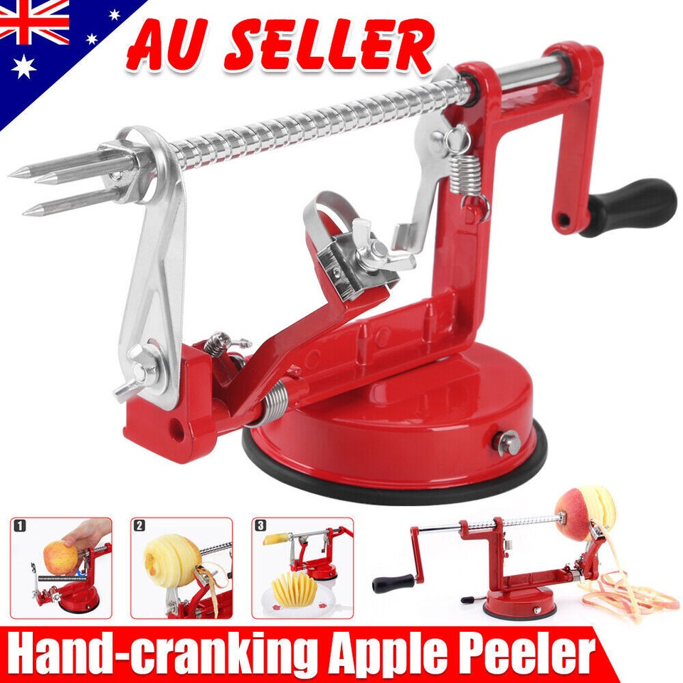3 in 1 Apple Peeler Red Kitchen Tool Slinky Machine Fruit Cutter Slicer ...