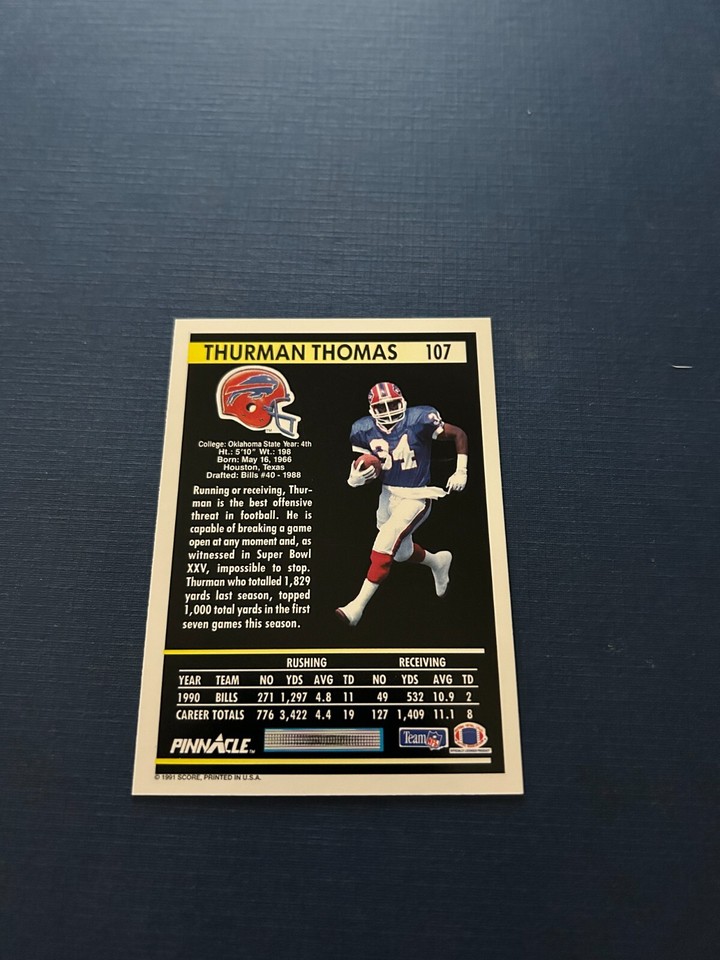 1991 Pinnacle Football Thurman Thomas #107 HOF Set Break NM-MT | eBay