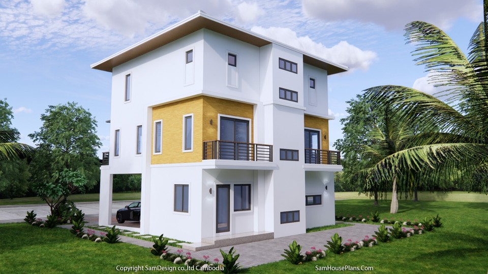 33x30 Feet House Design Plan 10x9 Meter 5 Beds 4 Baths Hip Roof (A4 ...