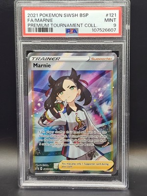 Pokemon Marnie Premium Tournament Coll. Full Art Promo SWSH121 PSA 9 ...