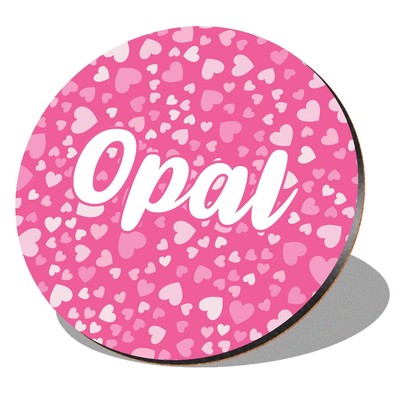 1 x Round Coaster - Name Opal Pink Hearts Love Lettering #268964 | eBay