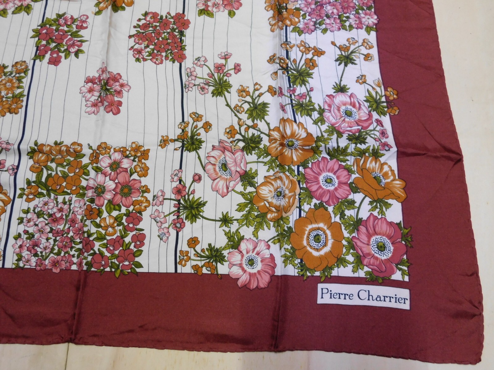 Foulard 100% PURE SOIE VINTAGE FEMME PIERRE CHARRIER (1605) 84cm X 88cm ...