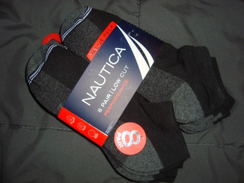 NEW Nautica 8-Pair Men's Low Cut Performance Socks NWT Black/Gray Sz 6-12.5 | eBay