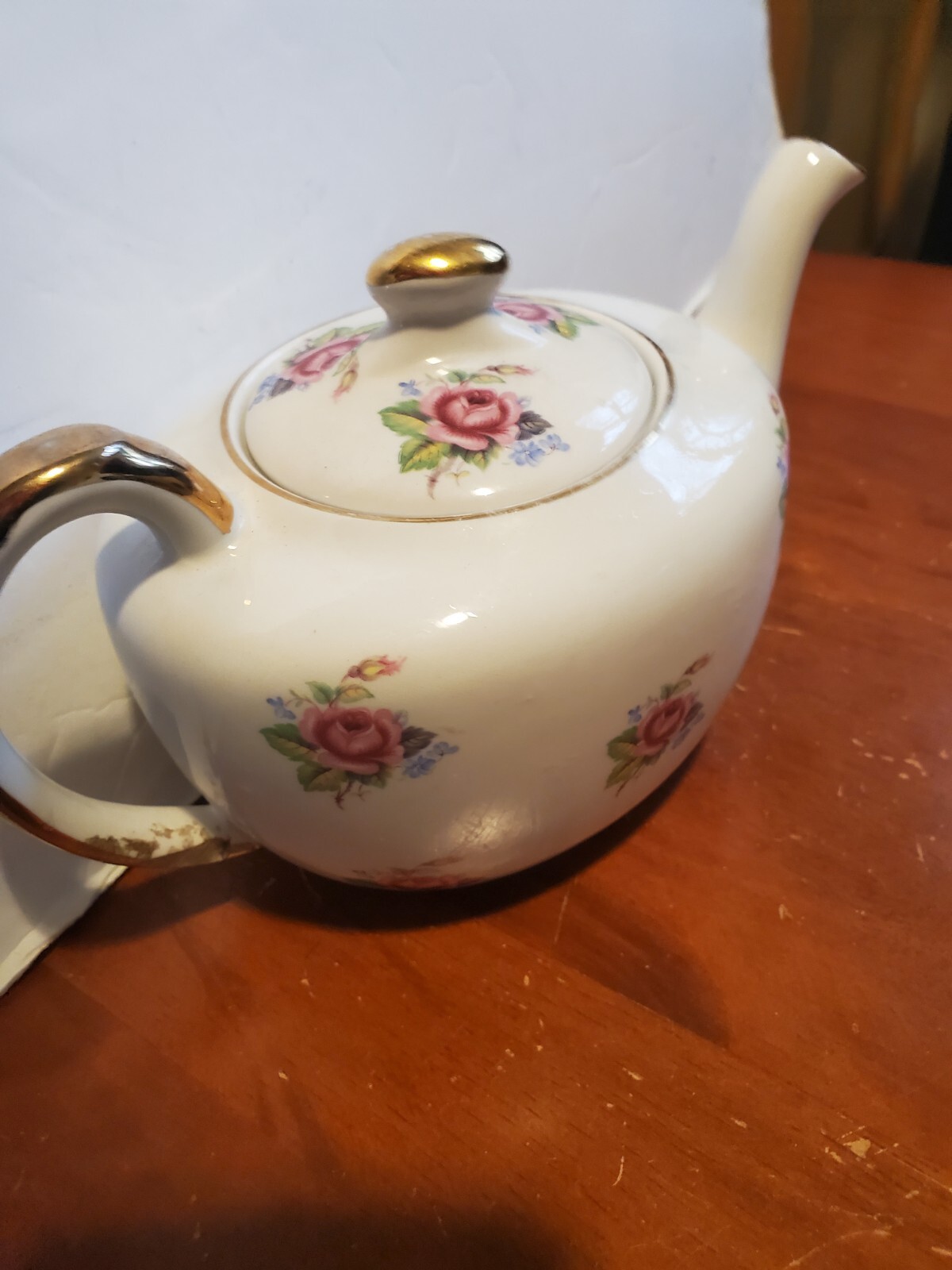 Antique Ellgreave England Teapot Gold Trim Spout Handle & Lid, pink ...