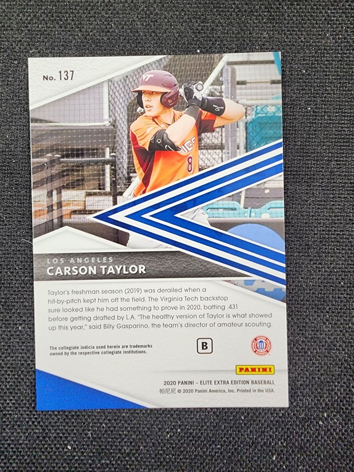 Carson Taylor 2020 Panini Elite Extra Edition Prime Numbers 42/62 ...