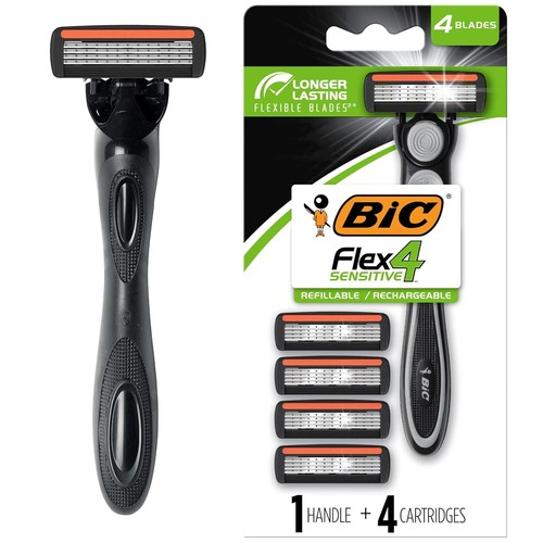 BIC Flex 4 Refillable Razors for Men, Long-Lasting 4 Blade Razors for ...