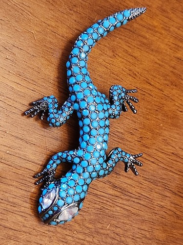 Joan Rivers Turquoise, Resin Beads Marquise, Round Gecko Salamander Pin ...