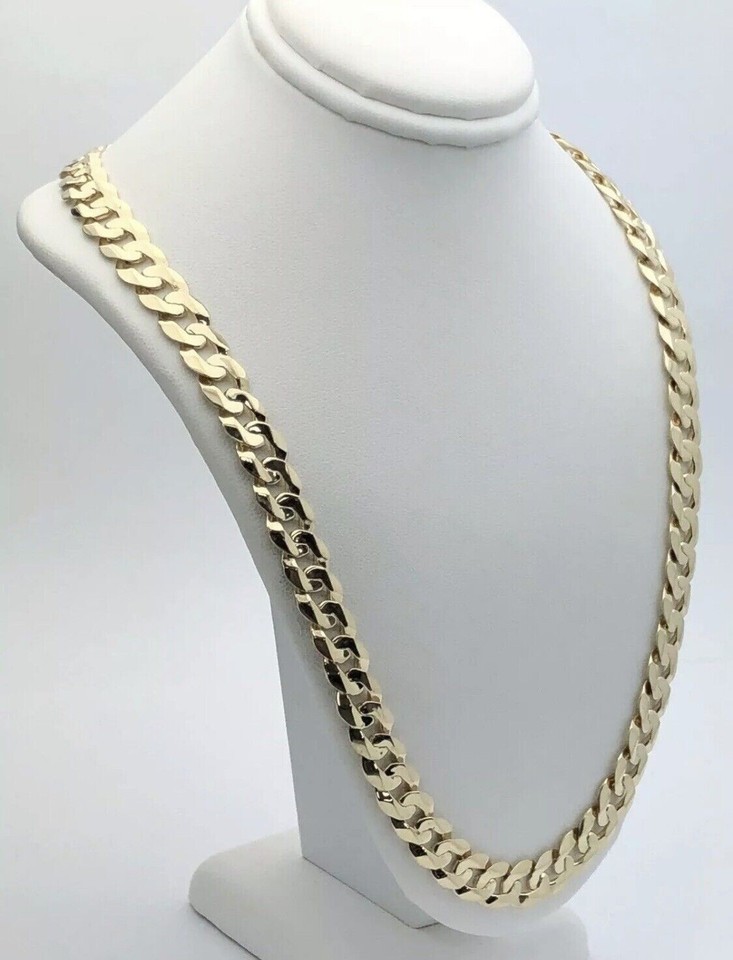 Real Solid 14k Yellow Gold Flat Curb Cuban Link Chain 24" Long Necklace ...