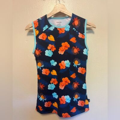 TomboyX Tropical Blue Aloha Swim Tank Top Unisex Gender Neutral Size S ...