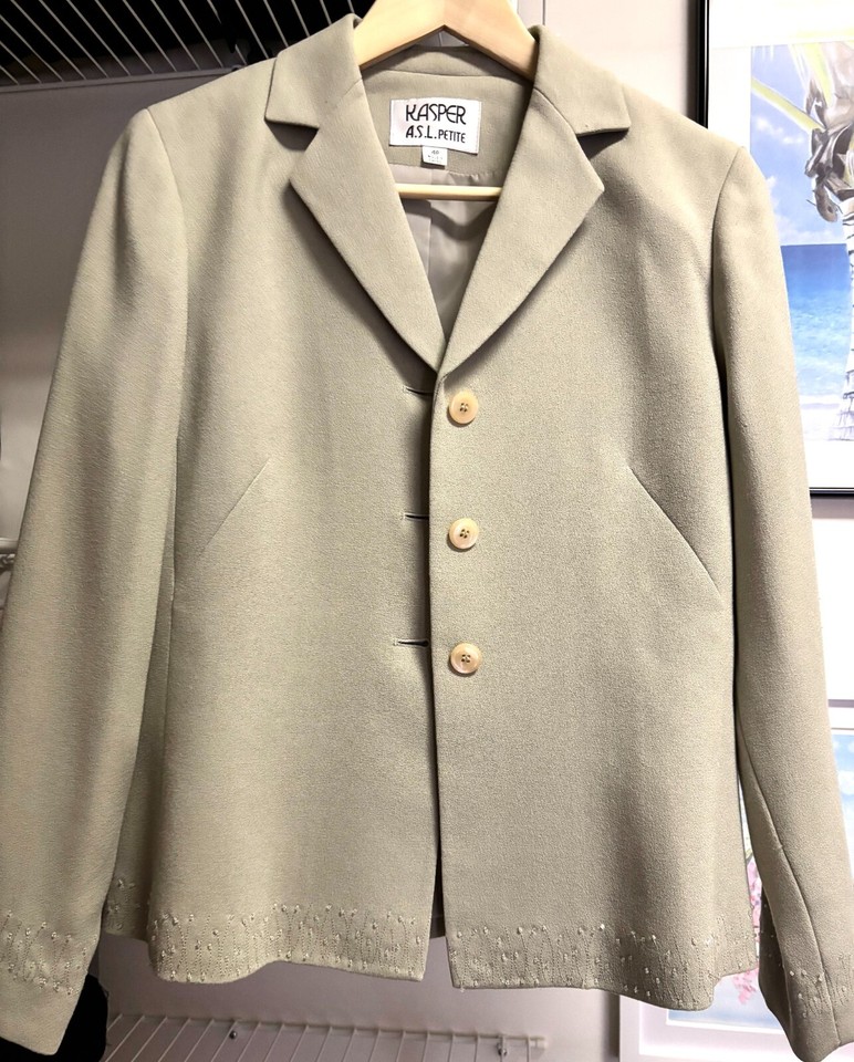 Kasper Petite size 4P Light Gree/Gray 3- suit dress with Jacket vest ...