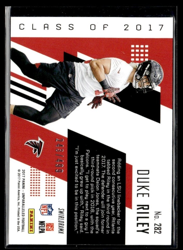 2017 Green Swirlorama Duke Riley Rookie 243/499 Atlanta Falcons #282 | eBay