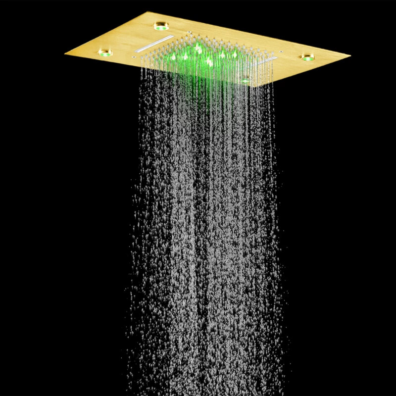 LED Rainfall Large Shower Head High Pressure Ceiling Mounted Overhead ...