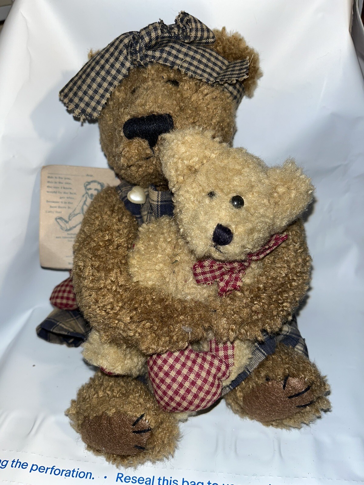 Boyds Plush Bears MAMA McBEAR Holding CEDRICK 12" & 6" ~ Red Checked ...