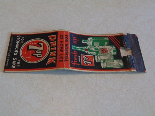 AL16 Vintage Matchbook Cover Seven Up 7Up Soda Bottle Brand ...