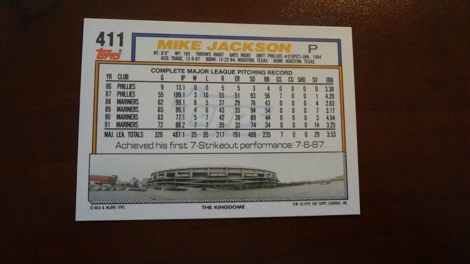 1992 TOPPS # 411 MIKE JACKSON BASEBALL CARD | eBay