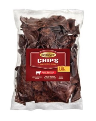 Retriever Chips 2lb Oven-Baked Natural Beef Flavor Basted Rawhide Dog ...