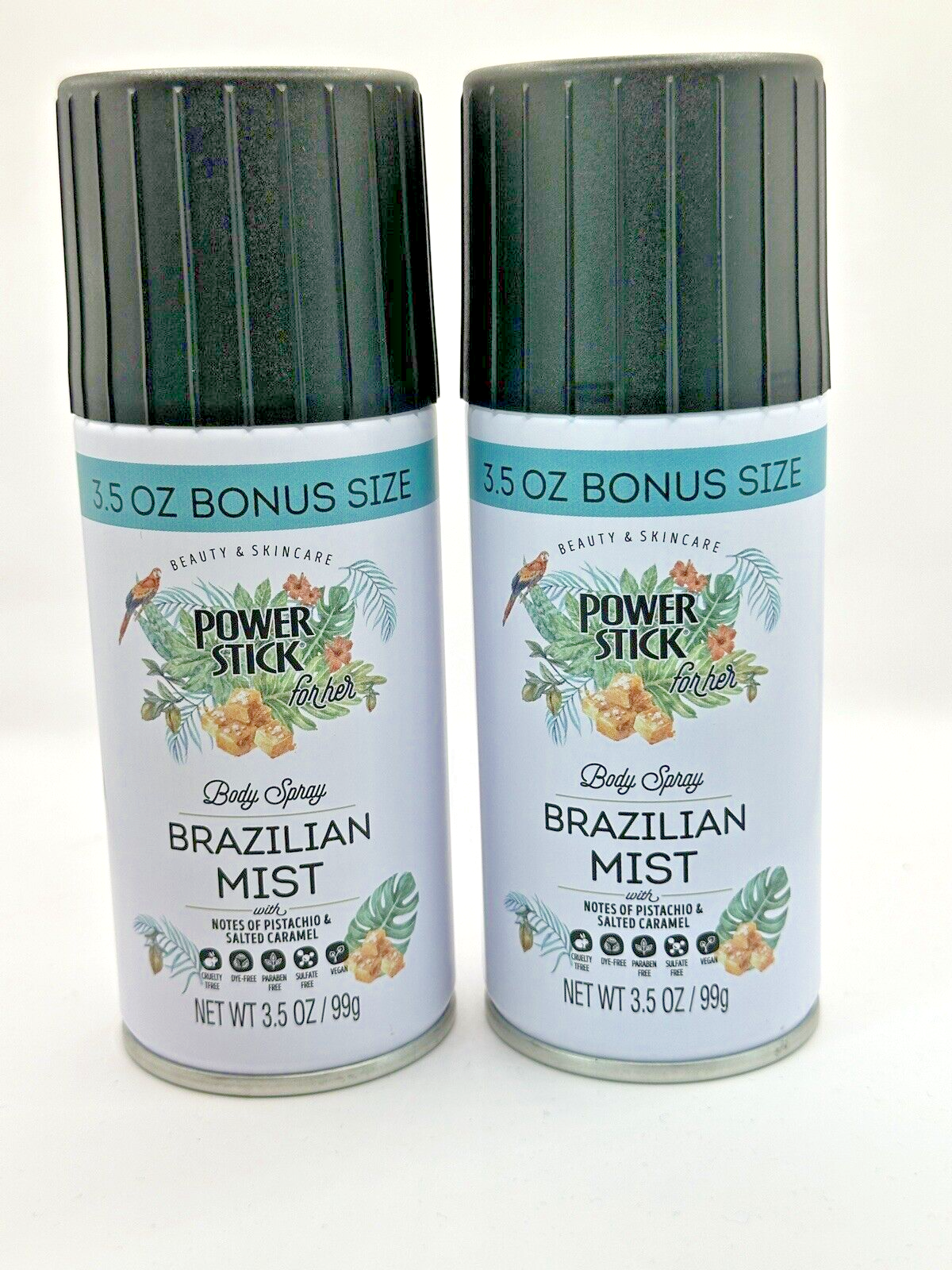 2 NEW Power Stick Brazilian Mist Body Spray Pistachio & Salted Caramel ...