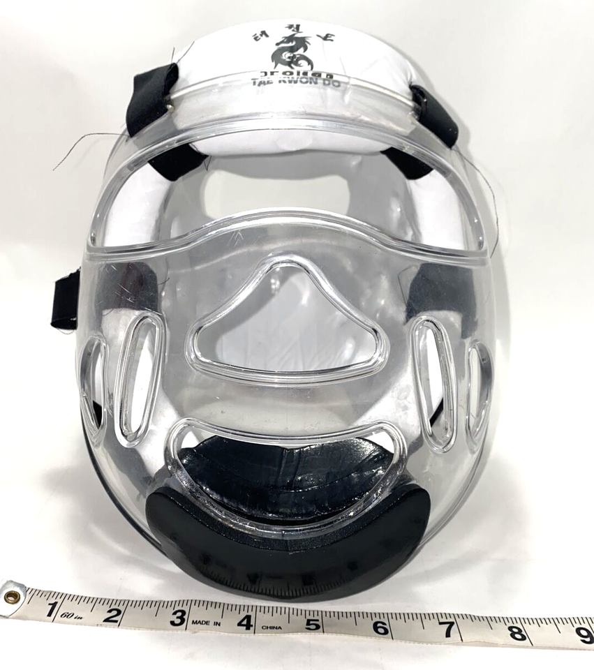 Martial Arts Head Protection w/ Removable Face Shield Size M White B*B ...