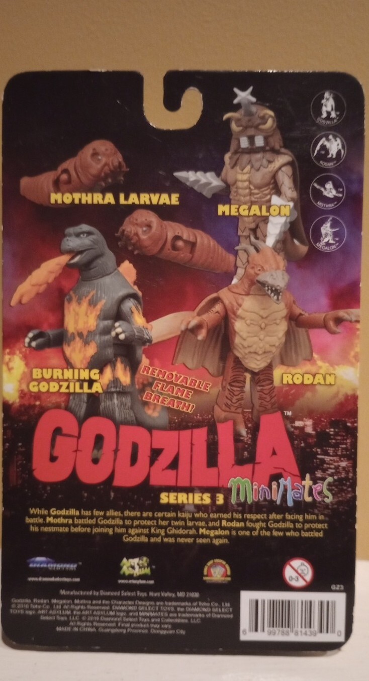Minimates Godzilla Series 3 Figures Burning Godzilla Rodan Megalon ...