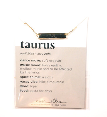 Ever Ellis Zodiac Taurus Bar Necklace 18K Gold Plated 16in April 20 ...