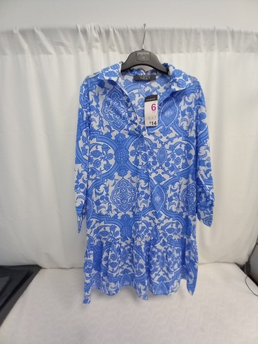 🙈 Primark Blue Pattern Knee Length Dress Size 6 Bnwt | eBay