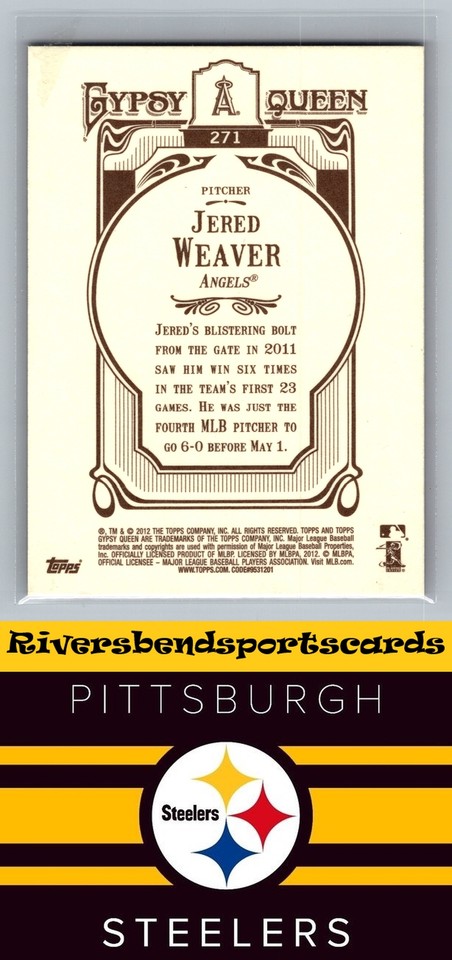 2012 Topps Gypsy Queen #271 Jered Weaver Framed Gold | eBay