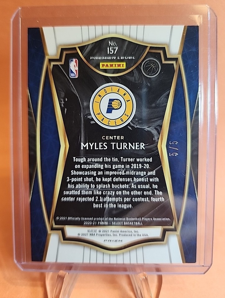 2021 Panini Select Myles Turner Premier FOTL Neon Purple Pulsar Prizm ...