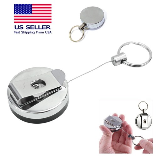 Steel Wire Rope Elastic Key Chain Recoils Retractable Anti Lost Secure ...