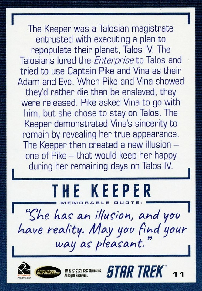 Star Trek TOS Archives & Inscriptions card #11 the Keeper Variation 5 ...