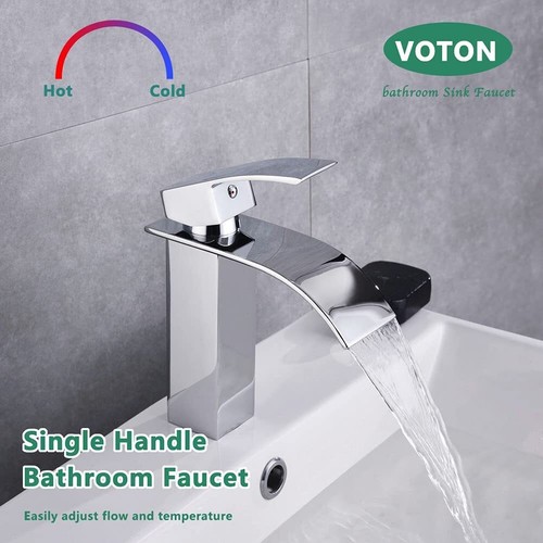 Bathroom Basin Sink Faucet Waterfall Single Handle Hole Vanity Mixer ...