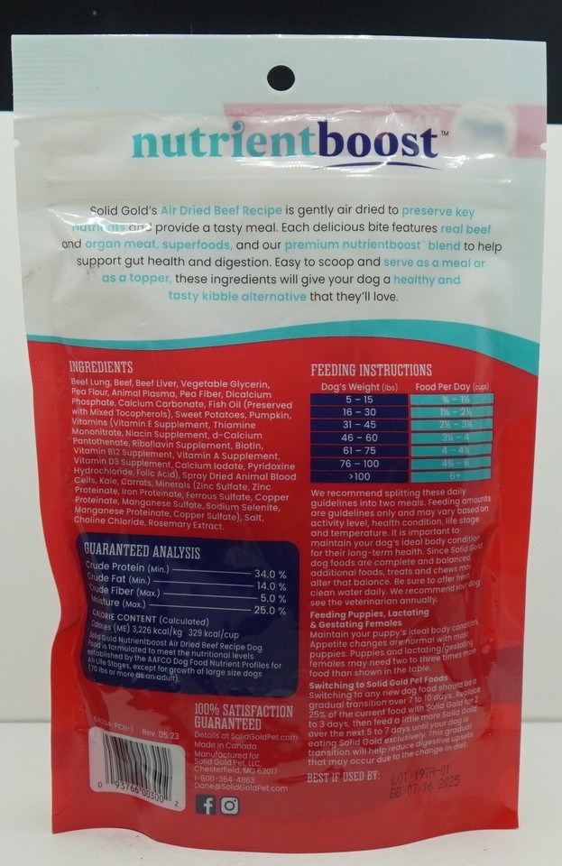 Solid Gold Air Dried Dog Food Toppers Nutrient Boost Beef Recipe 4 oz Exp 07/25 93766003002| eBay