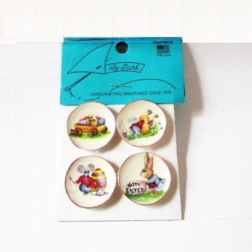 Cute Easter Plates CDD671 Set/4 By Barb DOLLHOUSE Miniature | eBay