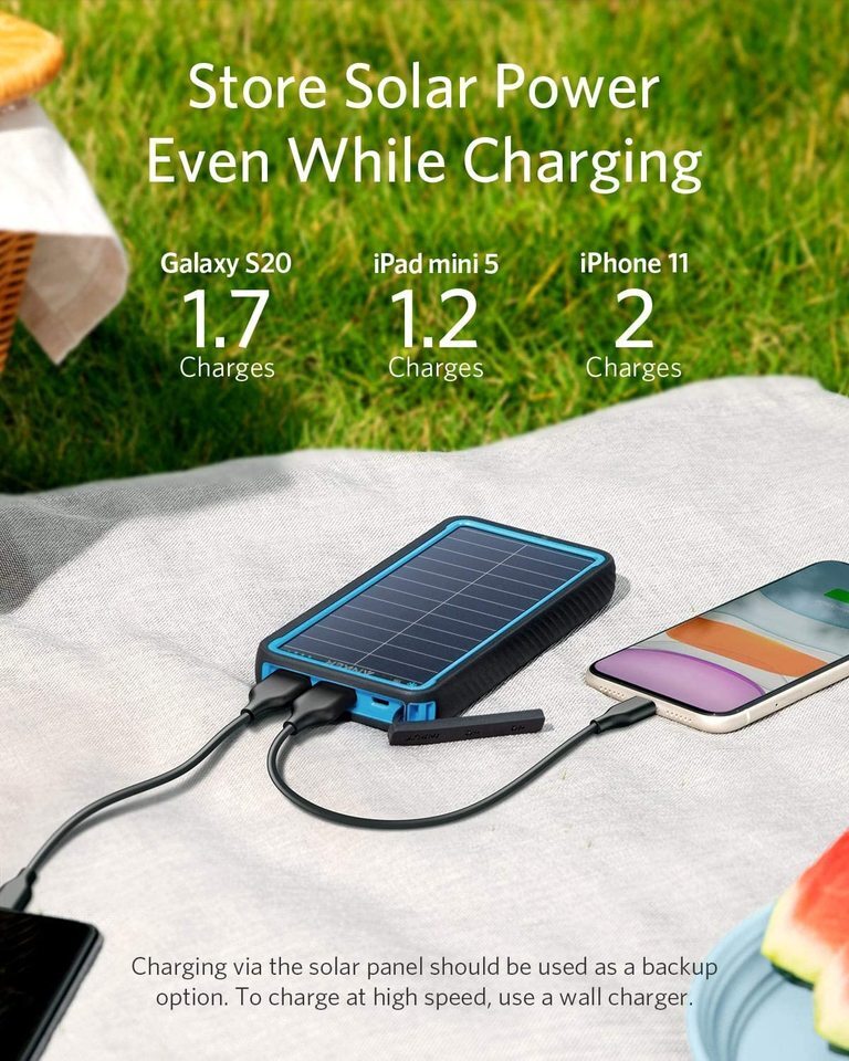 Anker Solar Power Bank 10000mAh Dual USB Solar Charger w/ Flashlight ...