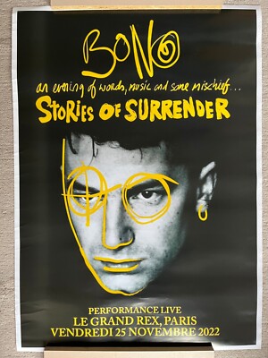 Bono (U2) Stories of Surrender Buch Book Tour Poster Paris Le Grand Rex ...