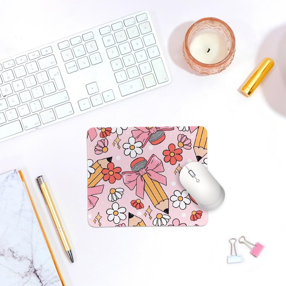 Coquette Preppy Cute Mouse Pad Trendy Pink Bow Desk Mat 9.5x7.9 Inches ...