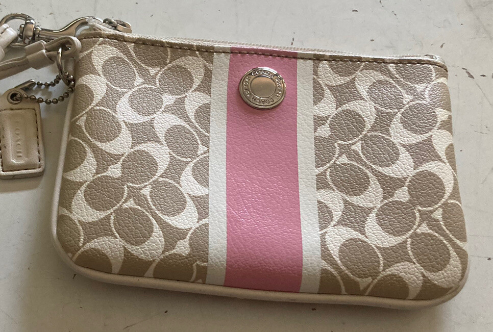 Coach Signature Leather Small Purse Pouch Handbag Wri… - Gem