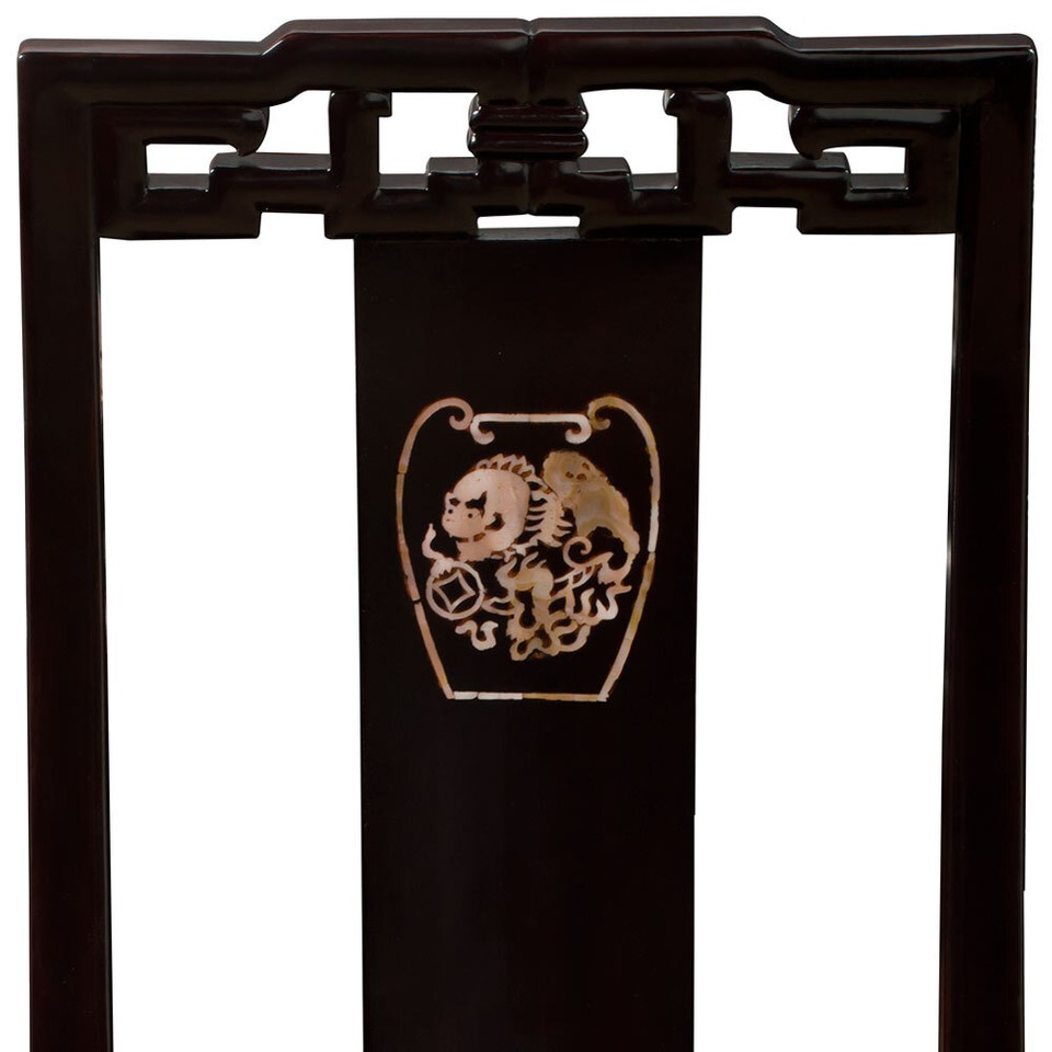 US SELLER - Dark Cherry Rosewood Mother of Pearl Chinese Foo Dog Side ...