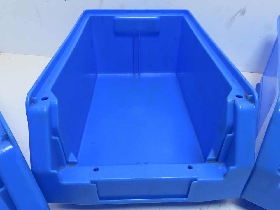QTY 4 SSI SCHAEFER LF 322 GZW BLUE STACKABLE PLASTIC STORAGE CONTAINER ...