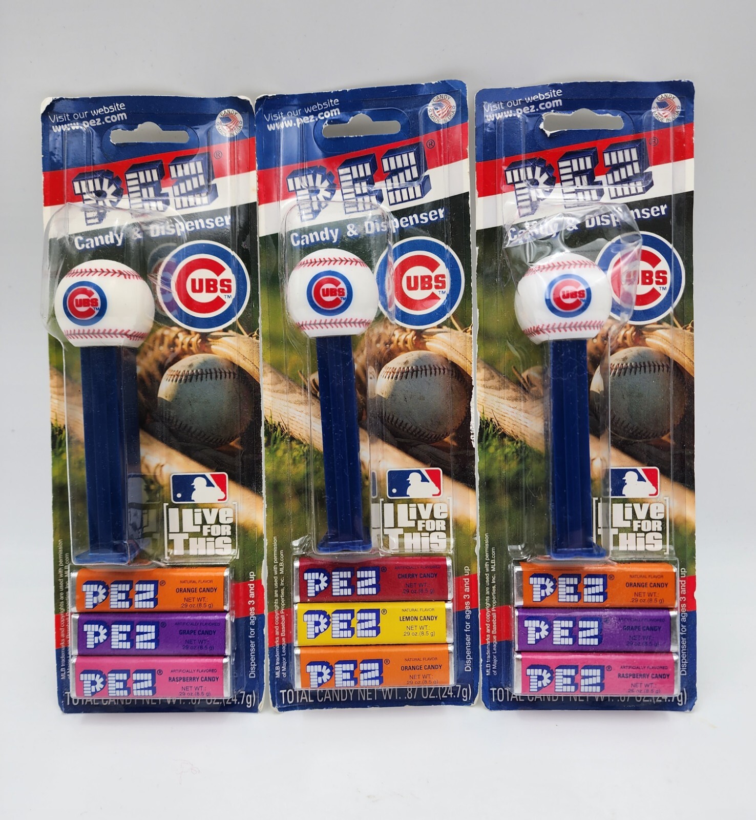 NEW Chicago Cubs PEZ Candy Dispenser Baseball Collectible Lot of 3 2007 ...