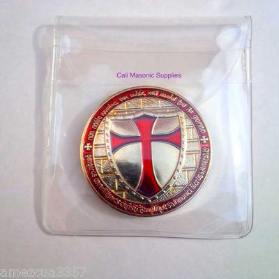 Knight Templar 1.5" two face Coin Golden Heavy Alloy With Case Templar ...