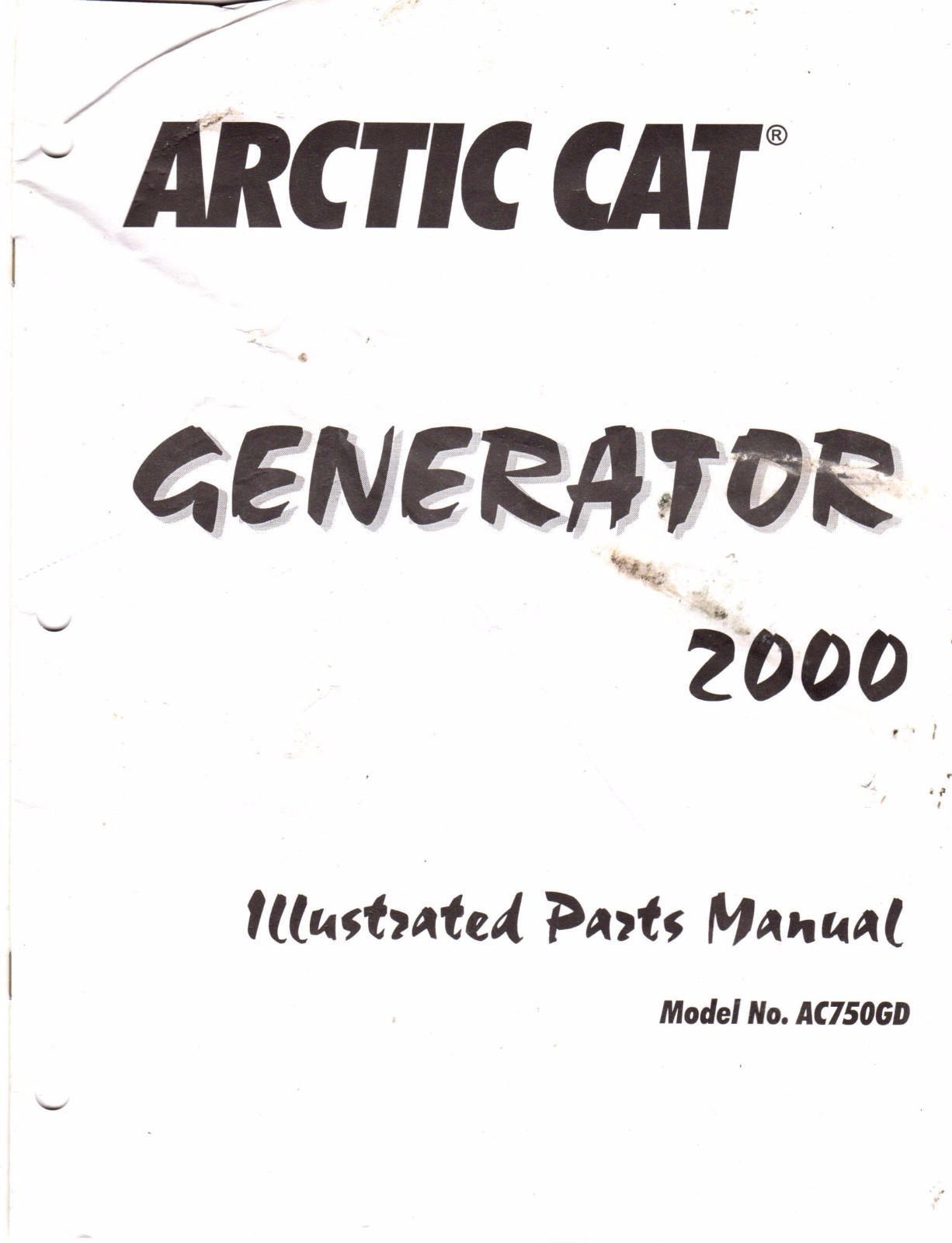 ARCTIC CAT GENERATOR 2000 MODEL NO AC750GD ILLUSTRATED PARTS MANUAL ...