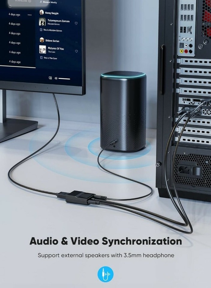 Foinnex® VGA Adapter Cable. VGA to HDMI With Audio 1080P | eBay