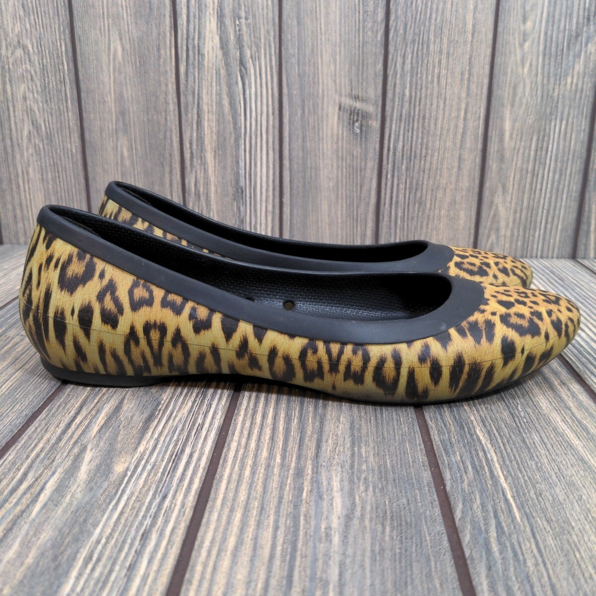 CROCS Womens Lina Graphic Leopard Print Black Slip On… - Gem