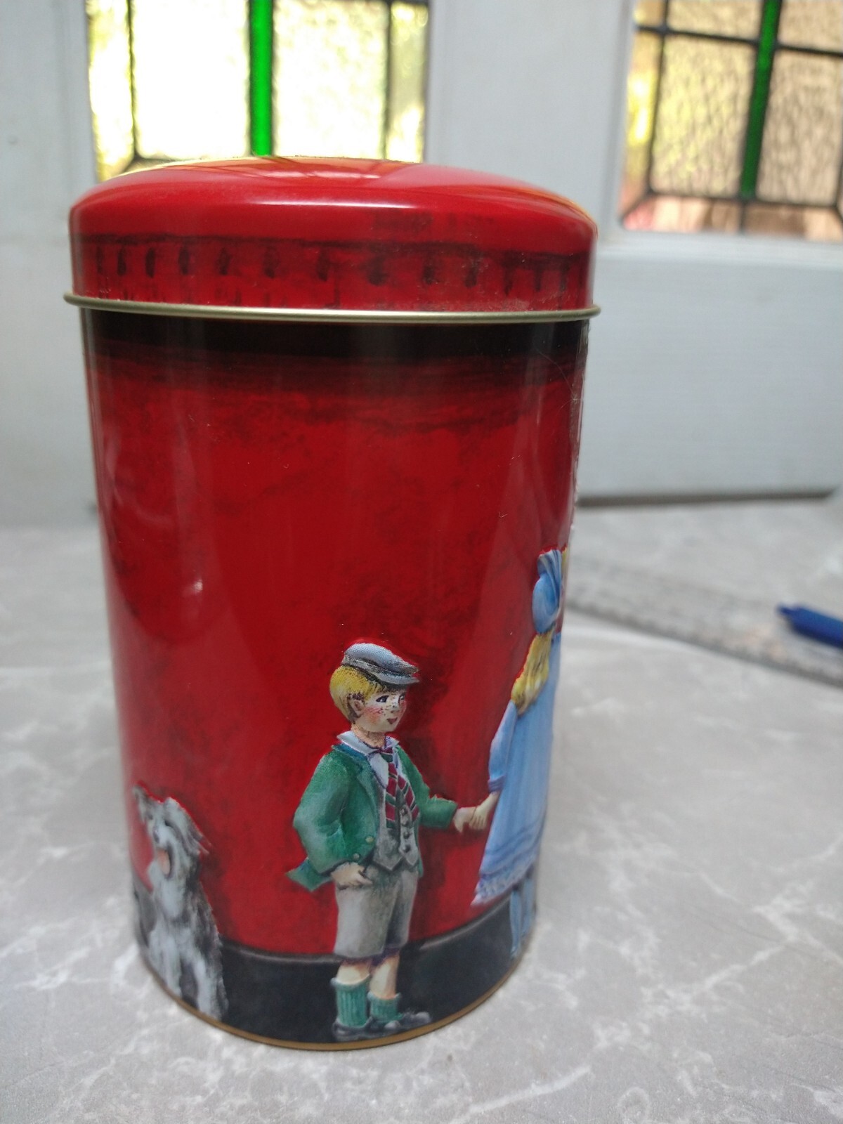 Collectible Empty Churchill’s Toffee Tin Post Box Red 14cm H x 8cm Dia ...