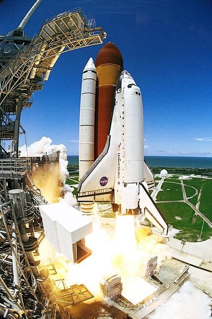 NASA DISCOVERY SHUTTLE LAUNCH FISH EYE 8x12 SILVER HALIDE PHOTO PRINT ...