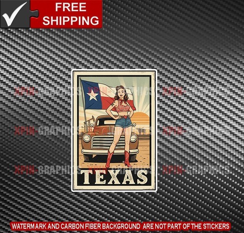 Texas State Pinup Vintage Pin Up Travel Decal Vinyl Sticker Luggage ...