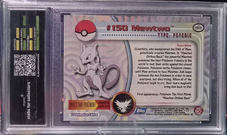 Topps 2000 Pokemon TV Animation Edition Series 3 Mewtwo #150 in Degree ...